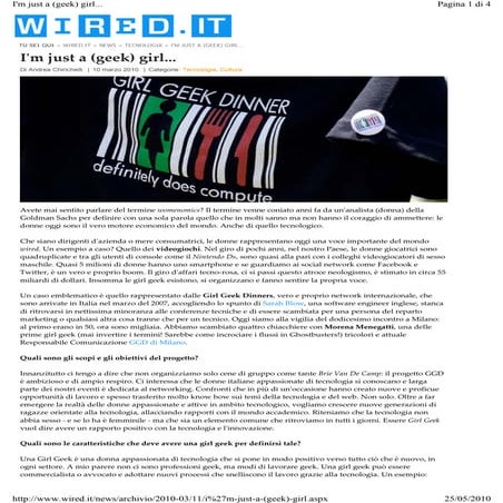 Morena Menegatti on Wired.it. I'm just a (geek) girl... | PDF