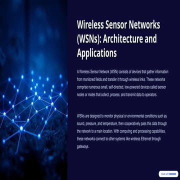 Wireless Sensor Networks Wsns Architecture And Applications Pptx