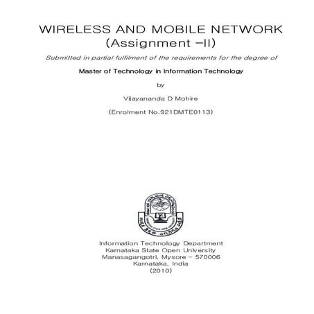M.Tech: WIRELESS AND MOBILE NETWORK Assignment II | PDF