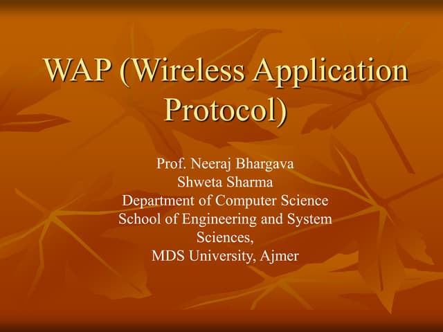 Wireless Application Protocol Ppt