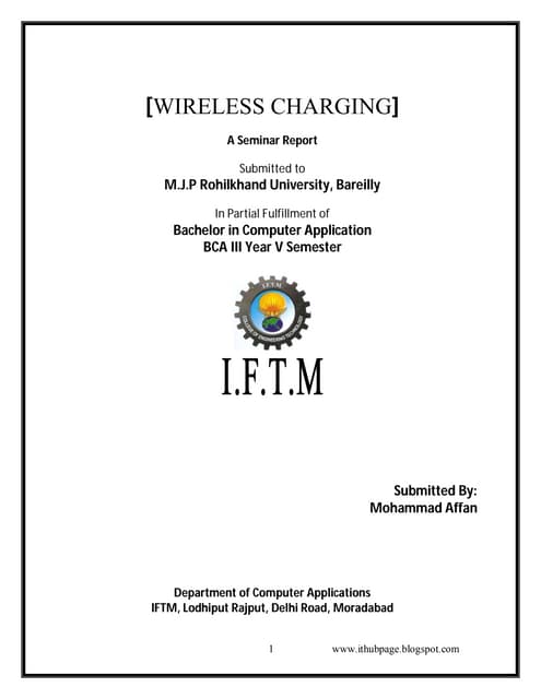 Wireless charging ppt | PPT