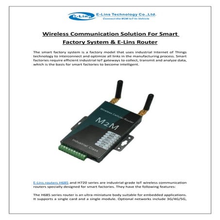 Wireless Communication Solution For Smart Factory System & E-Lins Router.pdf