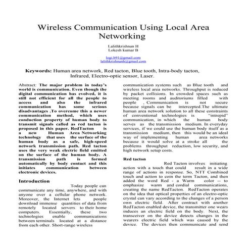 Wireless communication using local area networking | DOC | Computer Networking | Computing