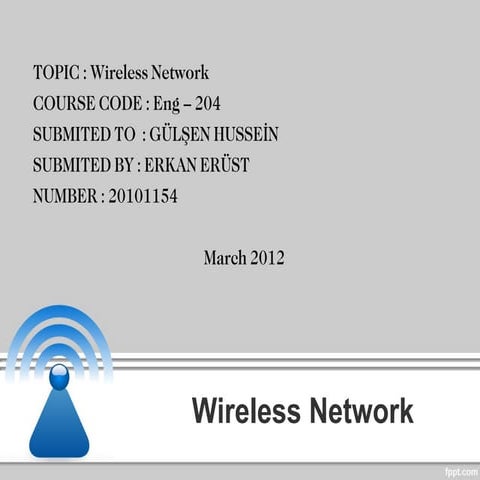 Wireless network | PPT | Computer Networking | Computing