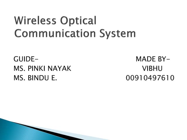 Wireless Optical Communication System Pdf Computer Networking Computing