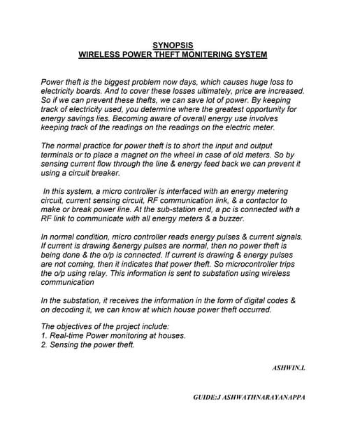 Power theft detection | PPTX