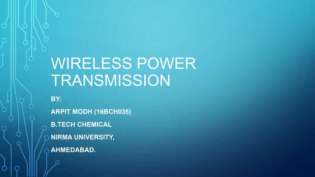 Wireless Power Transmission through TESLA COILS | PPTX
