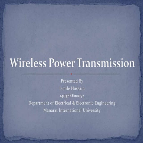 Wireless power transmission | PPTX | Computer Networking | Computing