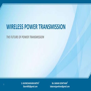 Wireless Power Transmission Using Resonant Inductive Coupling | PPTX