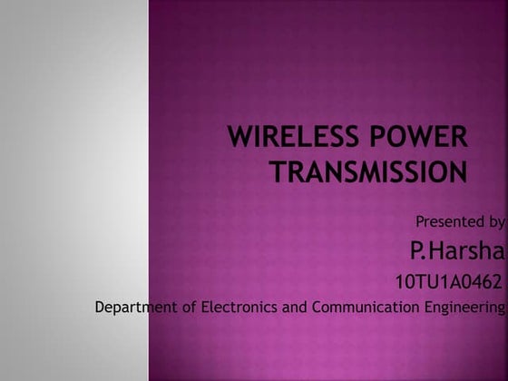 wireless power transmission ppt | PPT