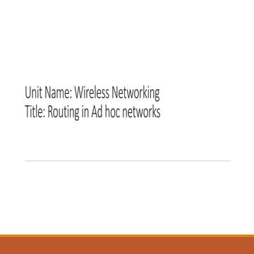 Routing in Ad hoc networks | PPTX