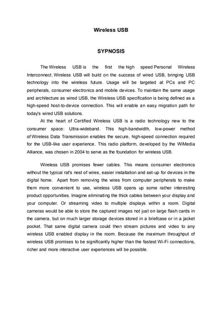 wireless usb ppt | PPTX | Computer Peripherals | Computing