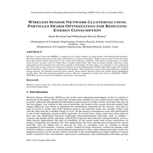 Wireless Sensor Networks Clustering Energy Efficient Protocols Particles Swarm Optimization