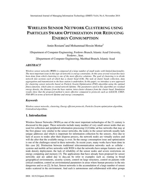 Wireless Sensor Networks Clustering Energy Efficient Protocols Particles Swarm Optimization