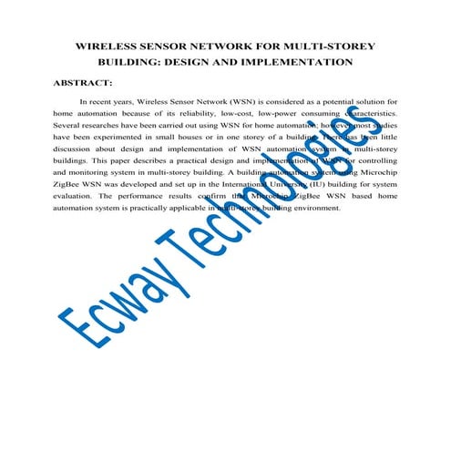 Wireless sensor network for multi storey building design and implementation | DOC