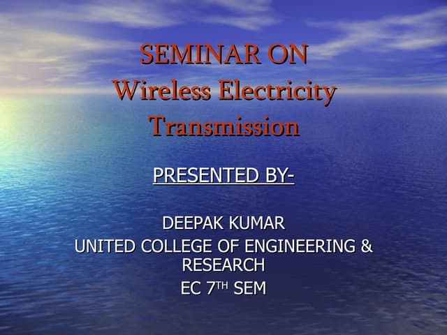 Wireless electricity | PPTX | Physics | Science