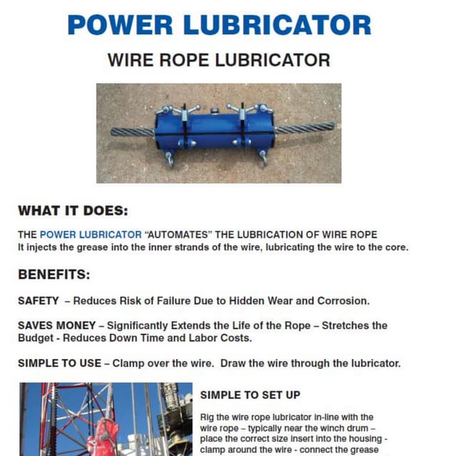 Wire rope lubricator from Project Sales Corp