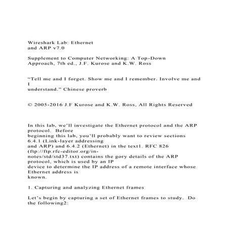 Wireshark Lab Ethernet and ARP v7.0 Supplement to Comp.docx