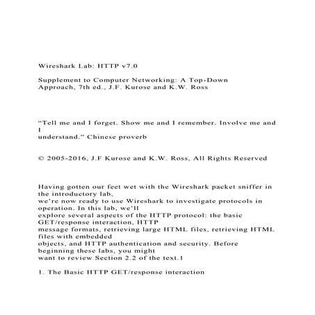 Wireshark Lab HTTP v7.0 Supplement to Computer Network.docx