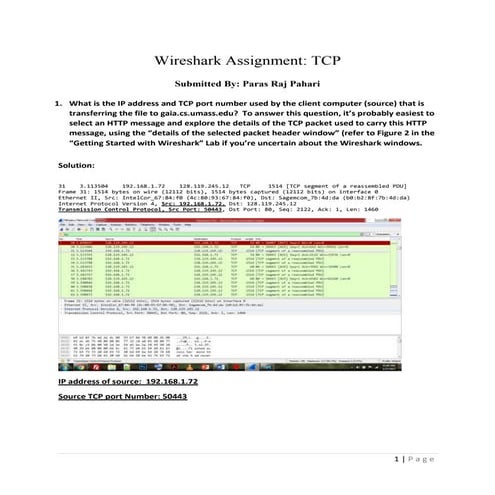 Wireshark TCP Trace | PDF