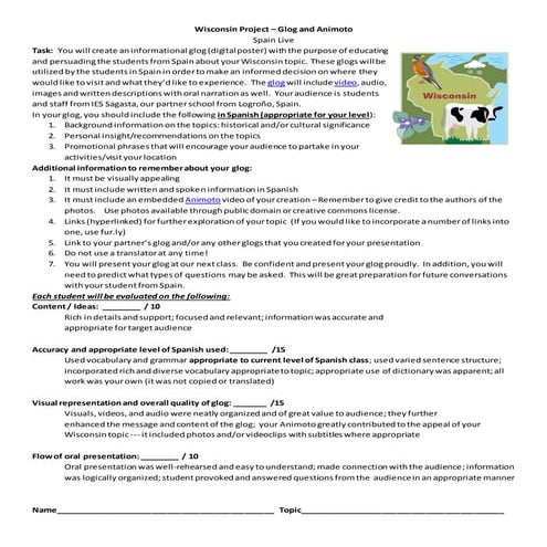 Wisconsin project glog and animoto | PDF