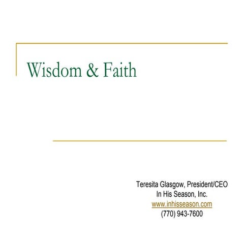 Wisdom and faith | PDF