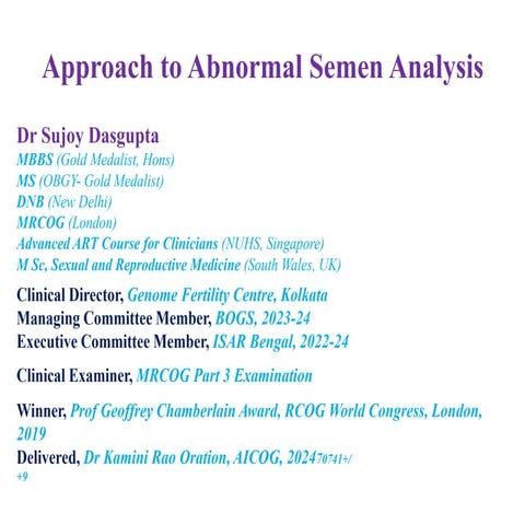 Approach to abnormal semen analysis- way forward | PPTX
