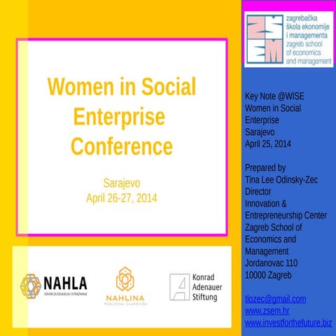 Opening speech, Women In Social Entrepreneurship, Creativity - Tina Zec ...