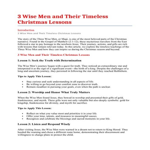 3 Wise Men and Their Timeless Christmas Lessons | DOCX