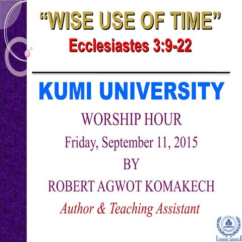 Wise use of time | PPT