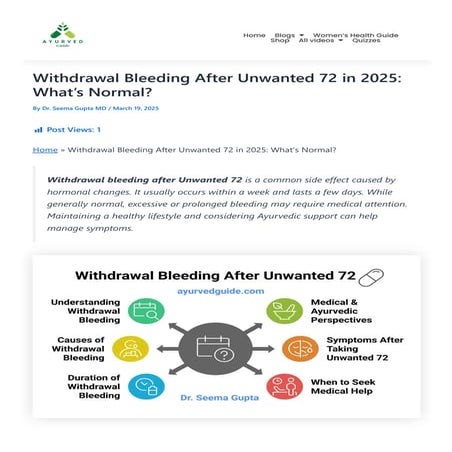 Withdrawal Bleeding After Unwanted 72_ Causes & Care 2025 ayurvedguide ...