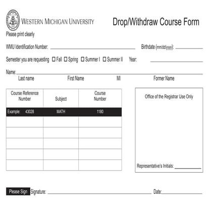 Drop/Withdraw Form | PPT