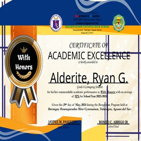 WITH HONORS CERTIFICATE.pptxWITH HONORS CERTIFICATE | PPTX