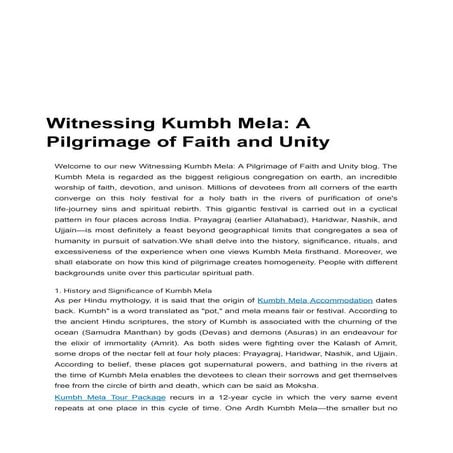 Witnessing Kumbh Mela_ A Pilgrimage of Faith and Unity.pdf | Spirituality | Religion & Spirituality