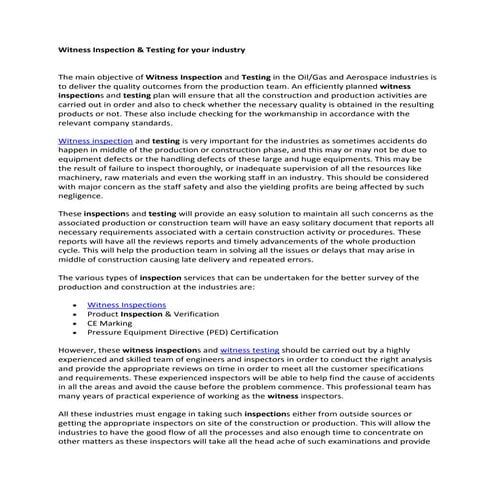 Witness Inspection & Testing for your industry | PDF