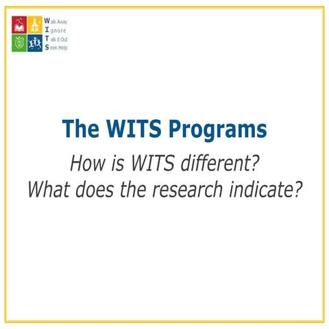 The WITS Program: How is WITS different? What does the research ...