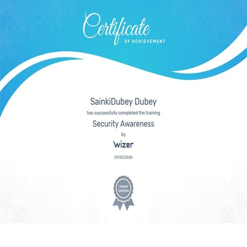 Wizer Security Awareness Certificate Ppt