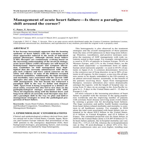 Management of Acute Heart Failure | PDF | Heart and Cardiovascular ...