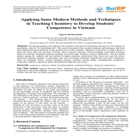 Applying some technology methods and techiques in teaching chemistry ...
