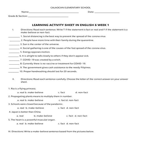 Activity Sheets Q1-W1 | DOCX