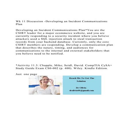 Wk 11 Discussion -Developing an Incident Communications Plan.docx | Free Download