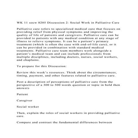 WK 11 socw 8205 Discussion 2 Social Work in Palliative Care.docx