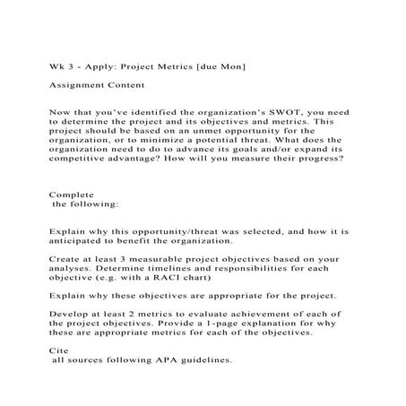 Wk 3 - Apply Project Metrics [due Mon]Assignment Content.docx