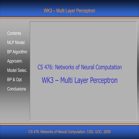 WK3 - Multi Layer Perceptron networks of neural multilayer perceptron | PPT