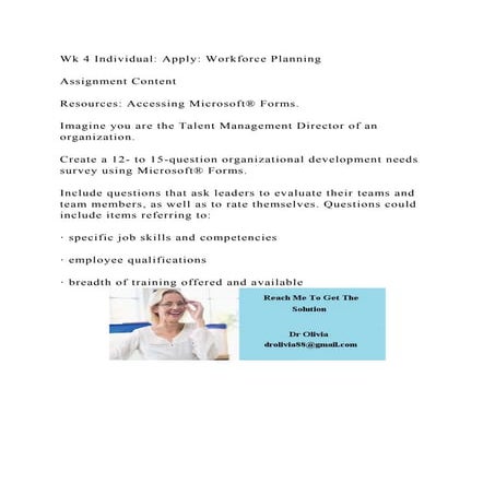 Wk 4 Individual Apply Workforce Planning Assignment Content | DOCX