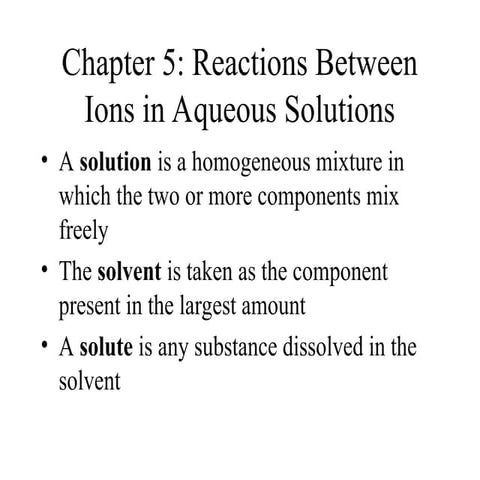 Reactions Between Ions in Aqueous Solution | PPT