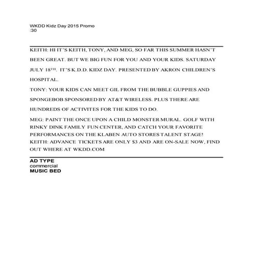 Wkdd kidz day 2015 promo | PDF