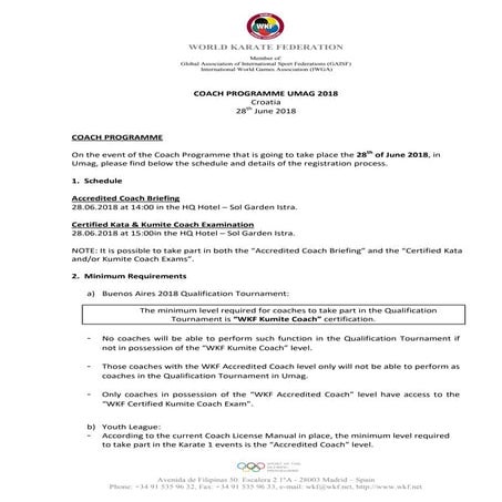 Wkf coach program umag_2018 | PDF