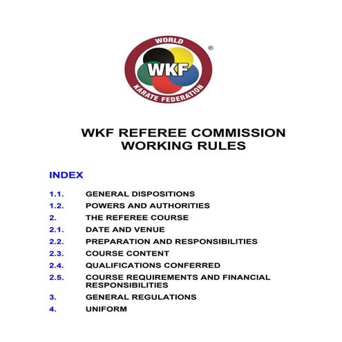 WKF REFEREE COMMISSION WORKING RULES February 2020 | PDF