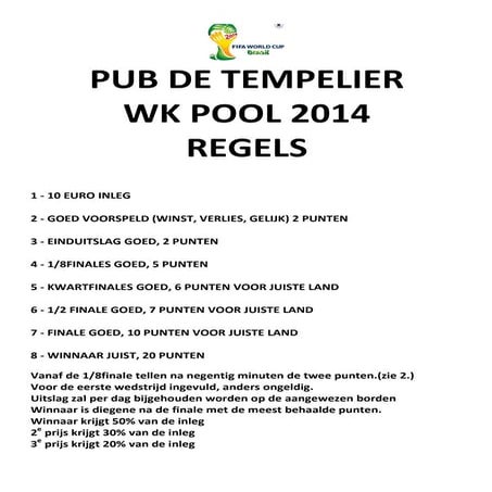 Wk Pool 2014 regels | PDF